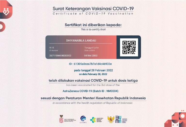 Sertifikat Vaksin Dosis 3 | PDF