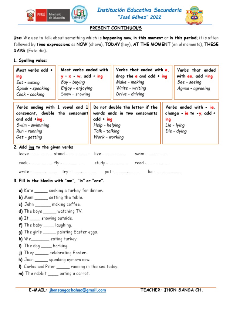 Present Continuous - GRAMMAR AND RULES | PDF | Human Communication ...
