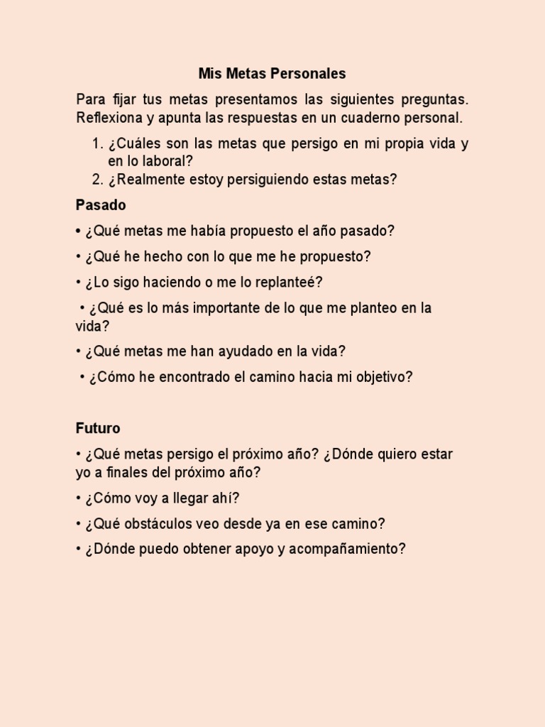 Mis Metas Personales | PDF