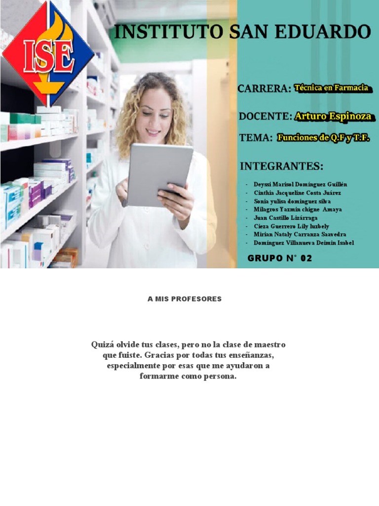 FUNCIONES QyF | PDF | Farmacia | Medicamentos con receta