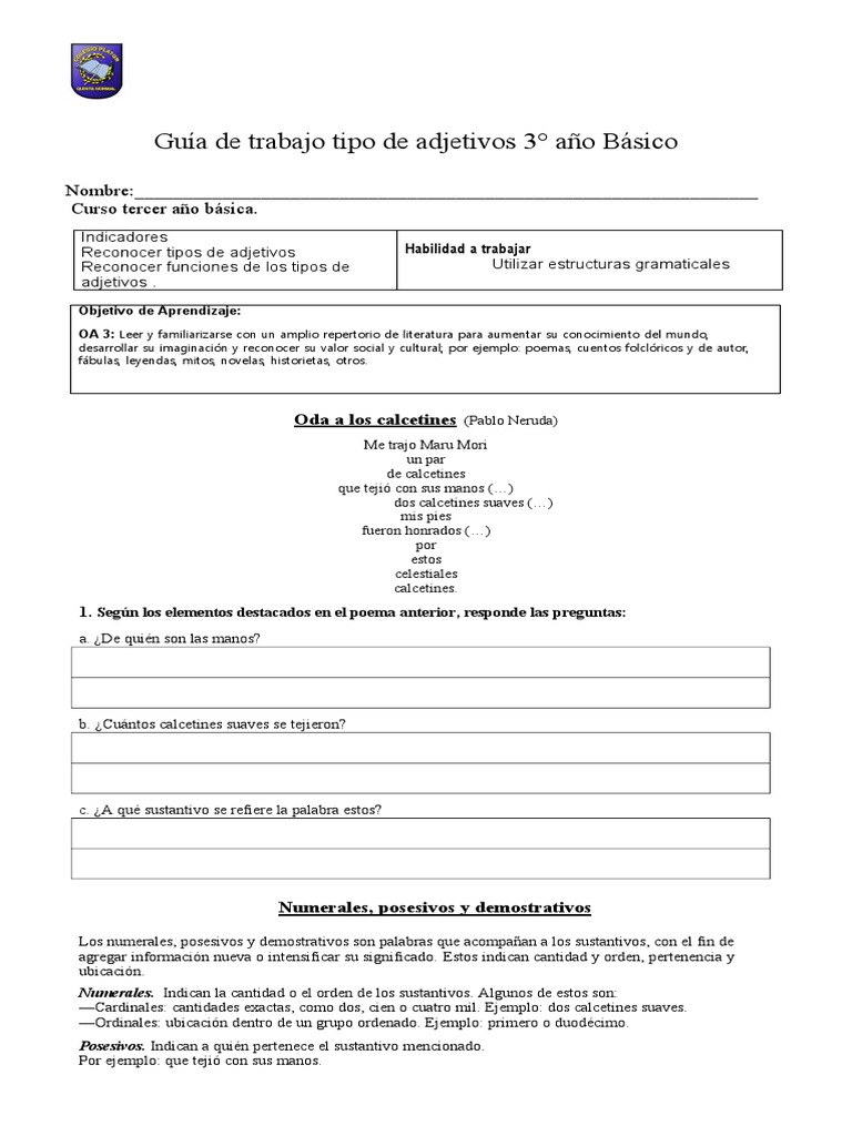 L6 Semana 9 Actividad 1. Tipo de Adjetivos | PDF | Adjetivo | Sustantivo