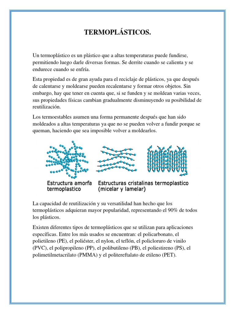 Estructura y Tipos de Termoplásticos | PDF | Termoplástico | El plastico