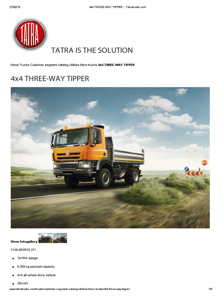 4x4 THREE-WAY TIPPER - Tatratrucks | PDF | Truck | Automotive Industry