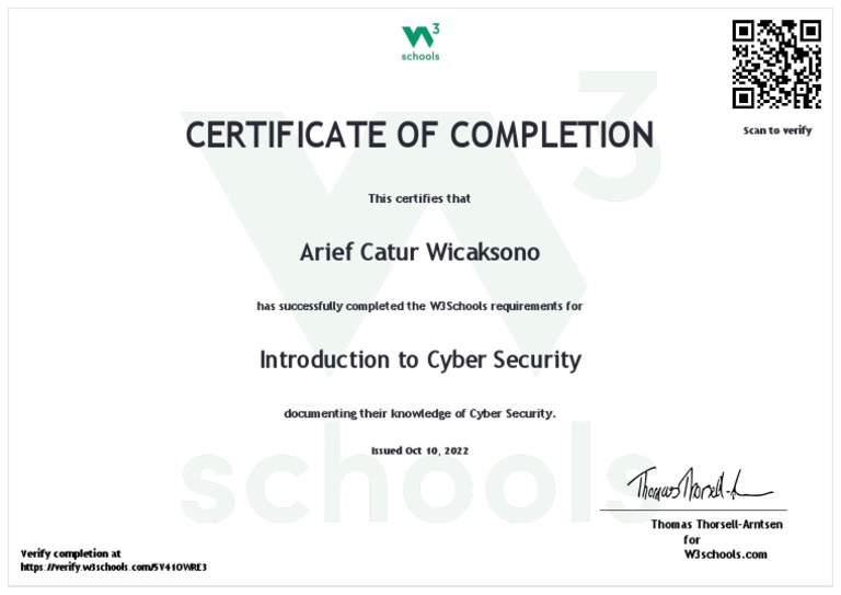 Certificate of Completion Cyber Security | PDF