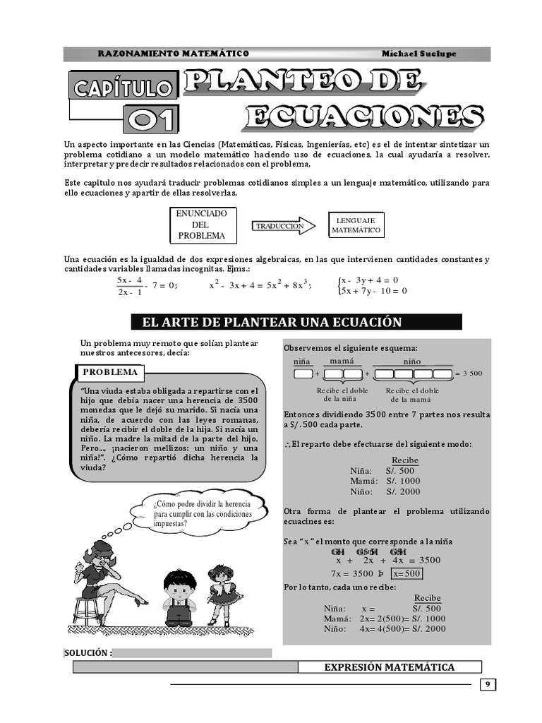 El Arte de Plantear Una Ecuación: Pro B Lema | PDF | Ecuaciones | Matemáticas