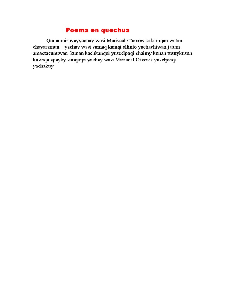 Poema en Quechua | PDF