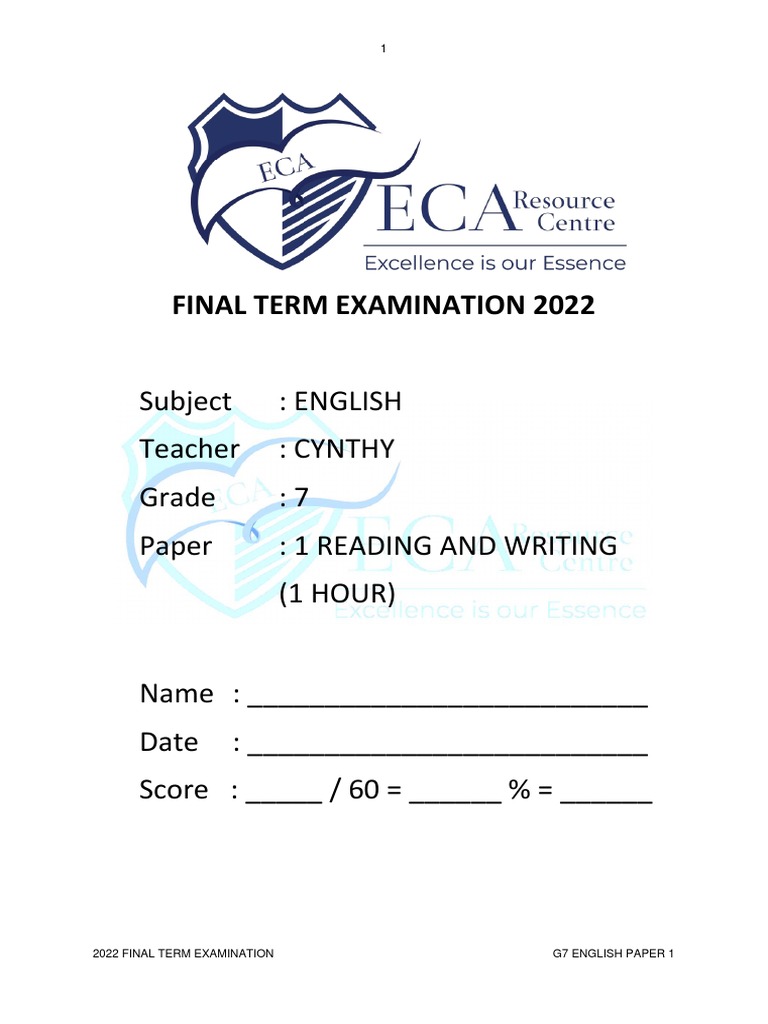 G7 English Paper 1 | PDF | Linguistics