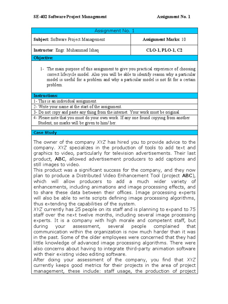 SPM Assignment 01 | PDF | Project Management | Software