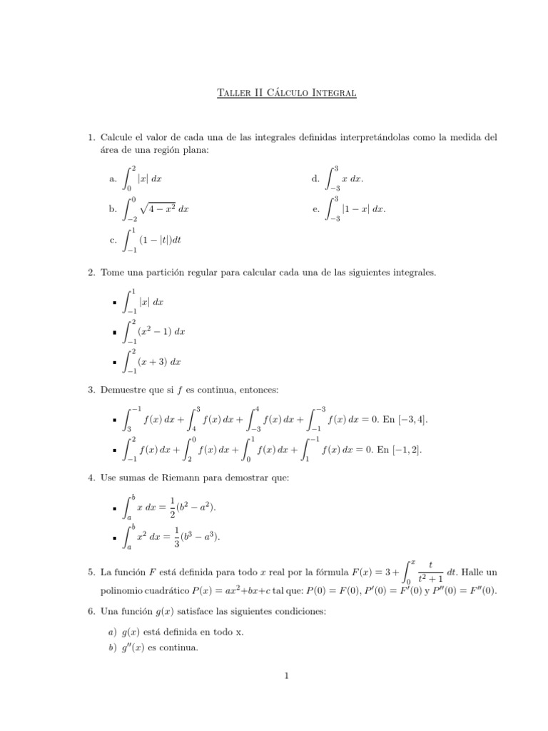 Taller 2 Integral | PDF | Integral | Derivado