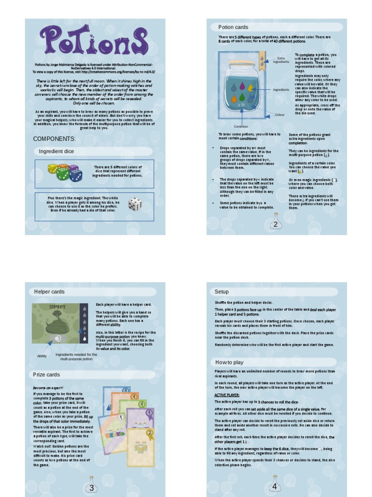 Potions Ruleset | PDF | Dice | Gaming Devices
