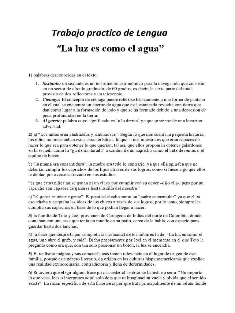 La Luz Es Como El Agua (Atctualizado) | PDF | Analogía