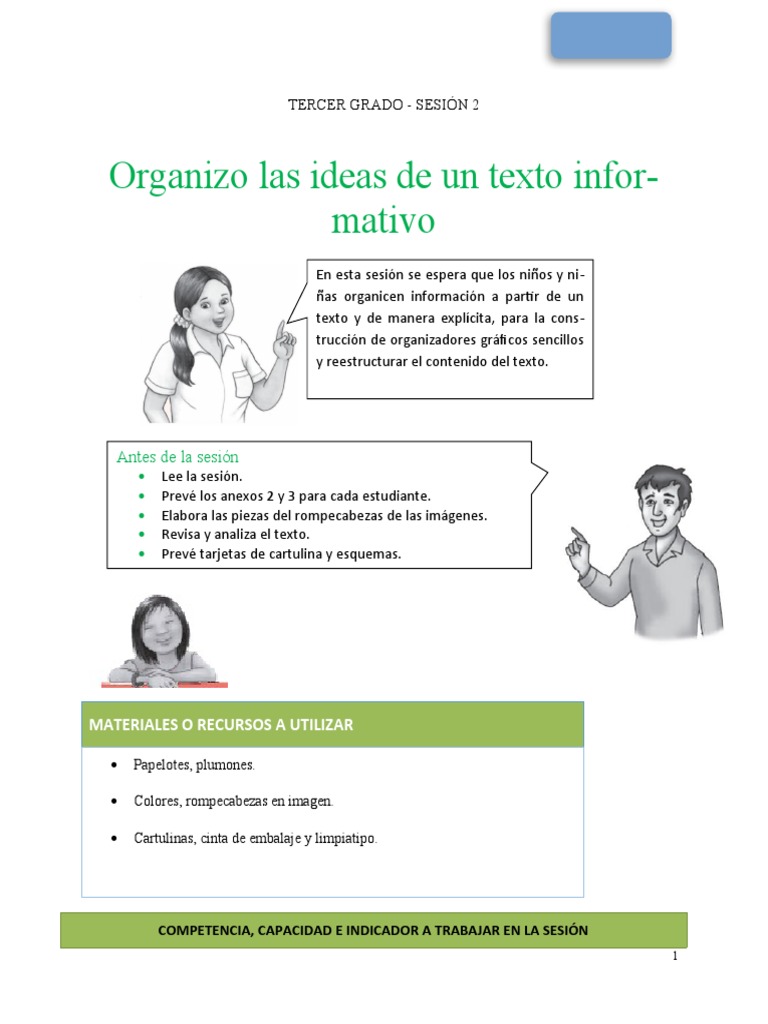 Organizo Las Ideas de Un Texto Informativob3 - Sesión 2 | PDF