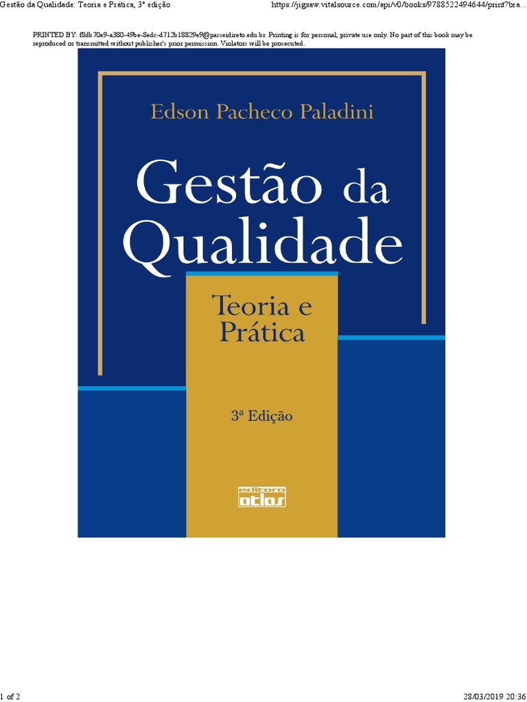 Gestão da Qualidade - Paladini | PDF