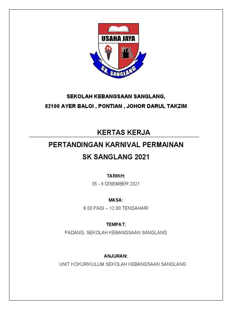 Karnival Permainan SK Sanglang 2021 | PDF