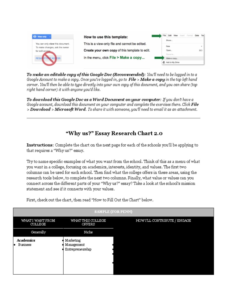Why Us - Essay Research Chart 2.0 | PDF