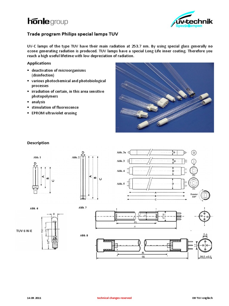 Philips UVC TUV Lamps | PDF | Ultraviolet | Electrodynamics