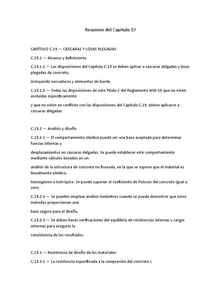 Resumen Capítulo 19 | PDF | Hormigón | Viga (Estructura)