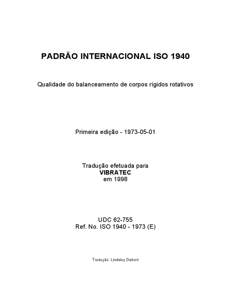 ISO 1940 Balanceamento | PDF | Motores | Oscilação