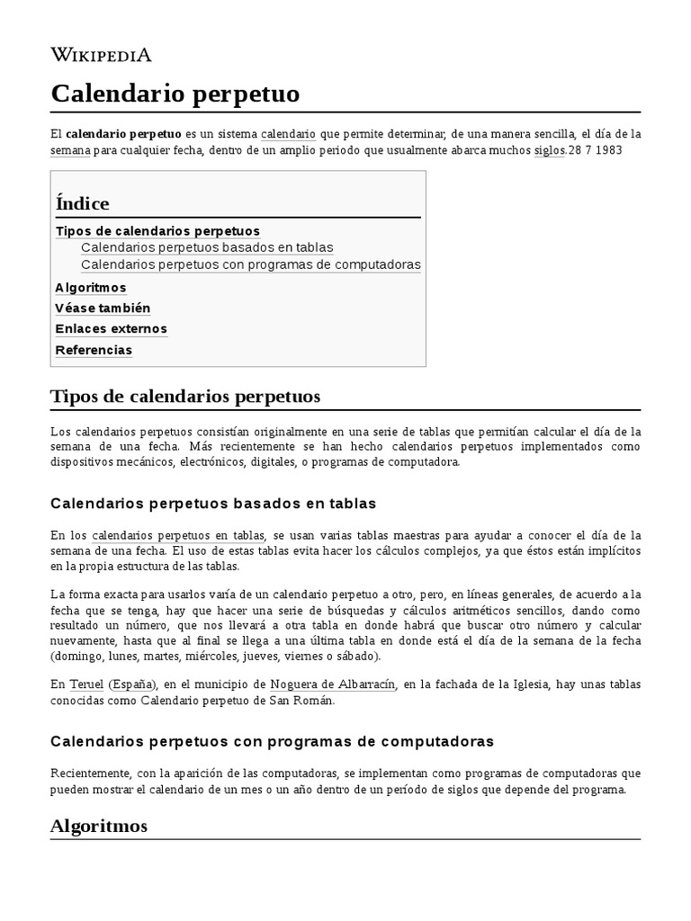 Calendario Perpetuo | PDF | Informática