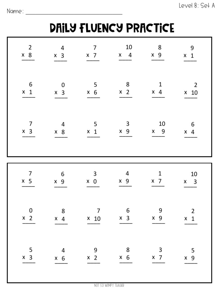 Math Fluency Pre and Post Assessment | PDF | Learning
