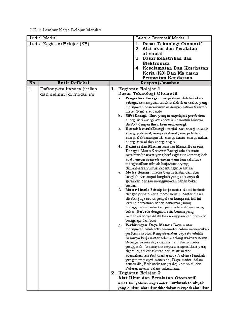 LK 1 - Lembar Kerja Modul 1 | PDF