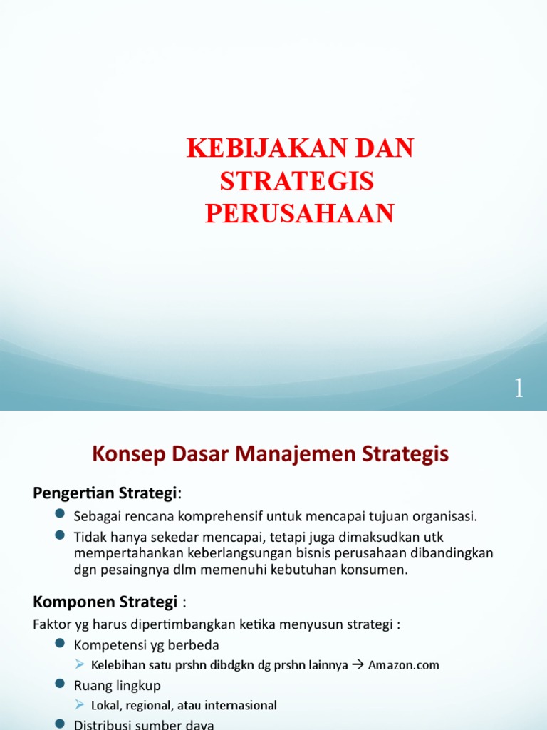 KEBIJAKAN DAN STRATEGI BISNIS PERTEMUAN KEtiga | PDF | Karier ...