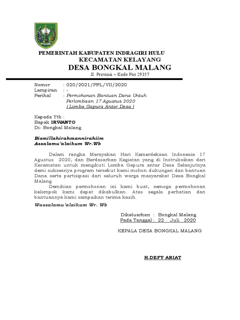 PROPOSAL UNTUK PEMBUATAN GAPURA DESA | PDF