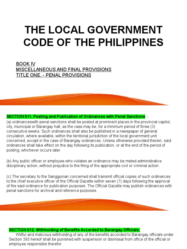The Local Government Code of The Philippines | PDF | Fine (Penalty) | Debt