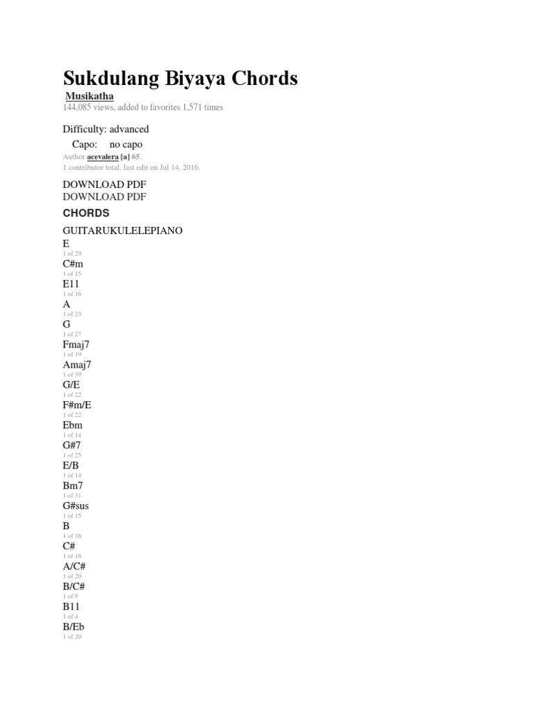 Sukdulang Biyaya Chords | PDF