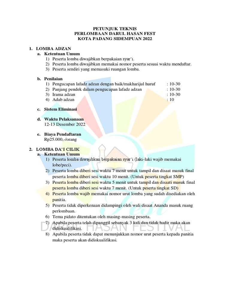 Petunjuk Teknis Perlombaan DH Fest 2022 Revisi 8 November 2022 | PDF