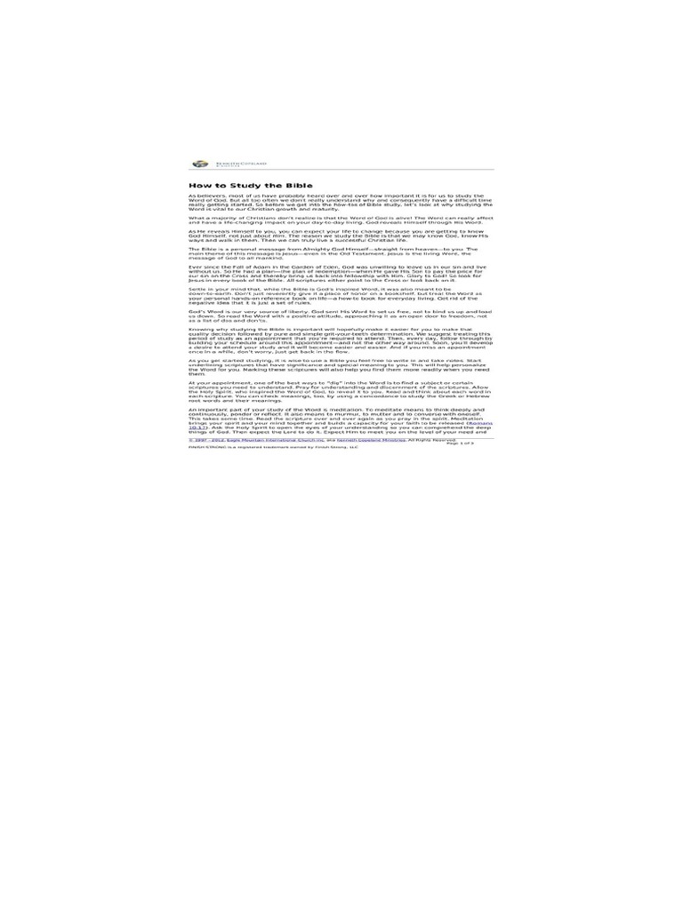 How-To-Study-The-Bible-Kenneth-Copeland-Christiandiet.com | PDF | Bible ...