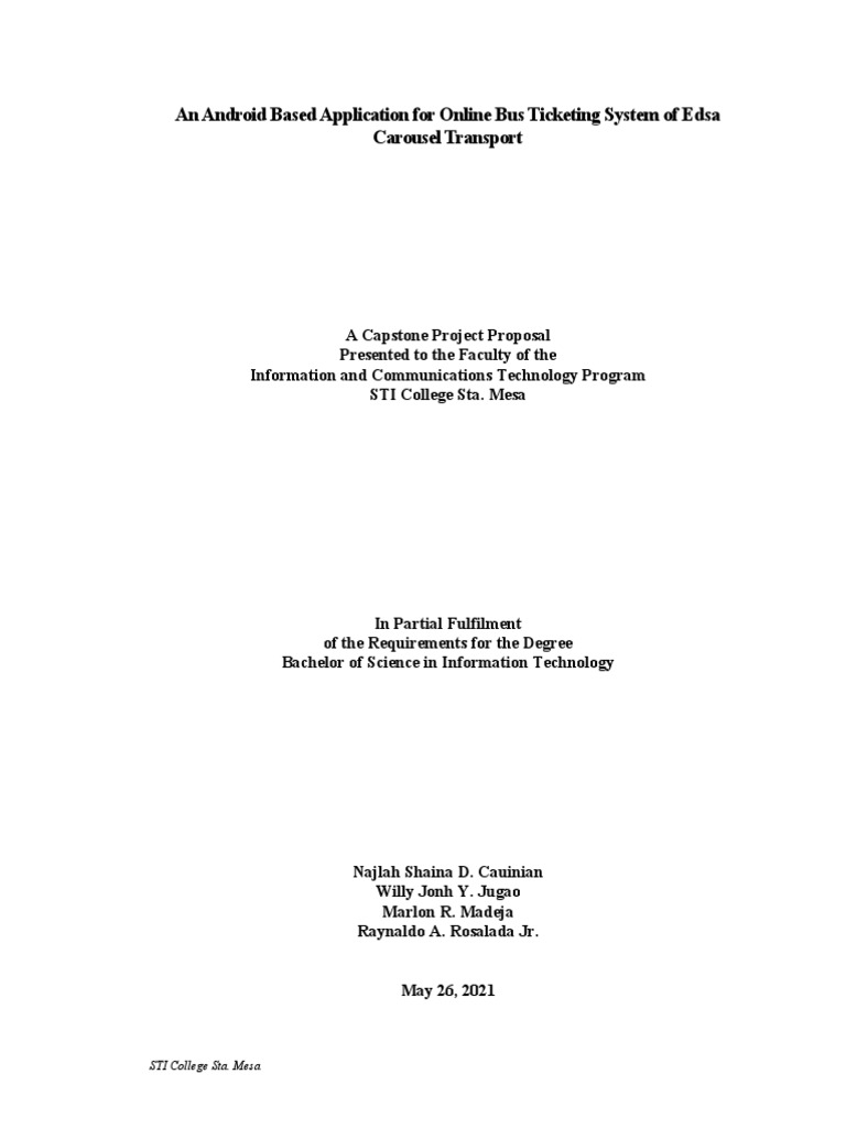 An Android Based Application For Online Bus Ticketing System of Edsa ...