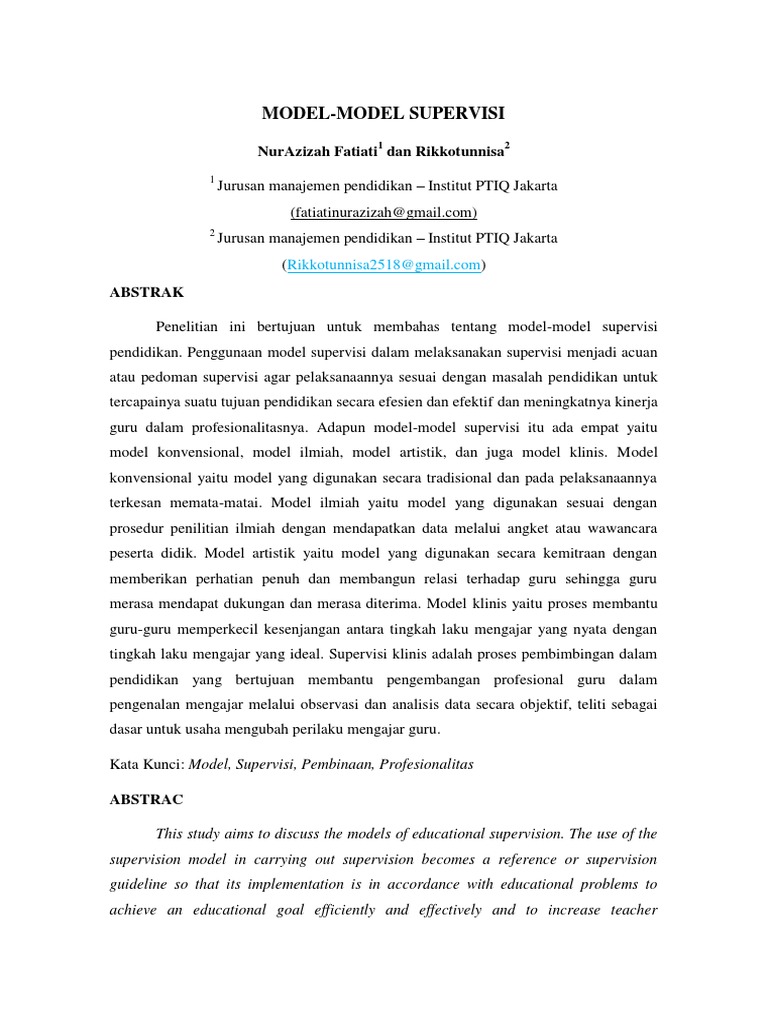 Makalah Model Supervisi Pendidikan | PDF