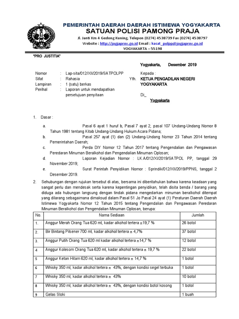 Laporan Izin Sita Dari PN S | PDF