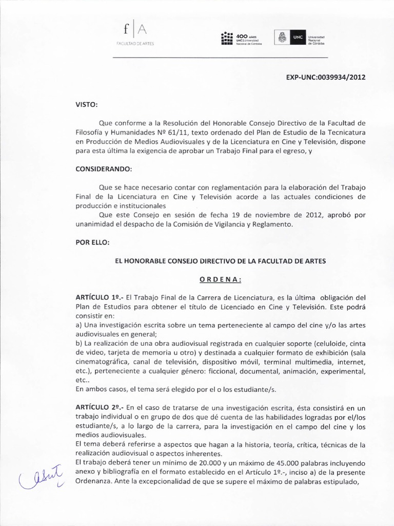 Trabajo Final Cine - OHCD - 2 - 2012 | PDF | Prueba (evaluación ...