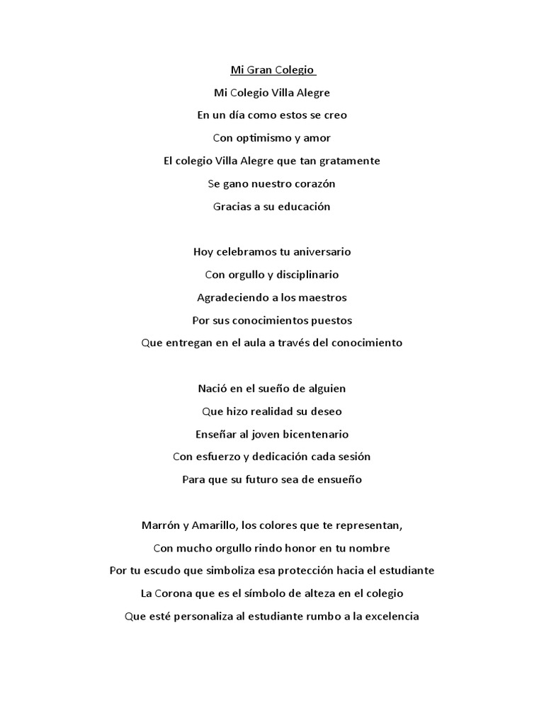 Poema Para El Colegio Pdf