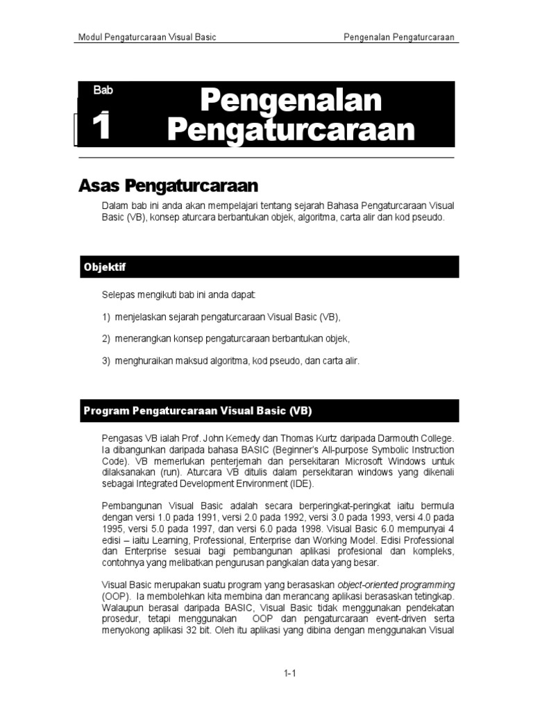 Pengenalan Pengaturcaraan Visual Basic | PDF | Komputer