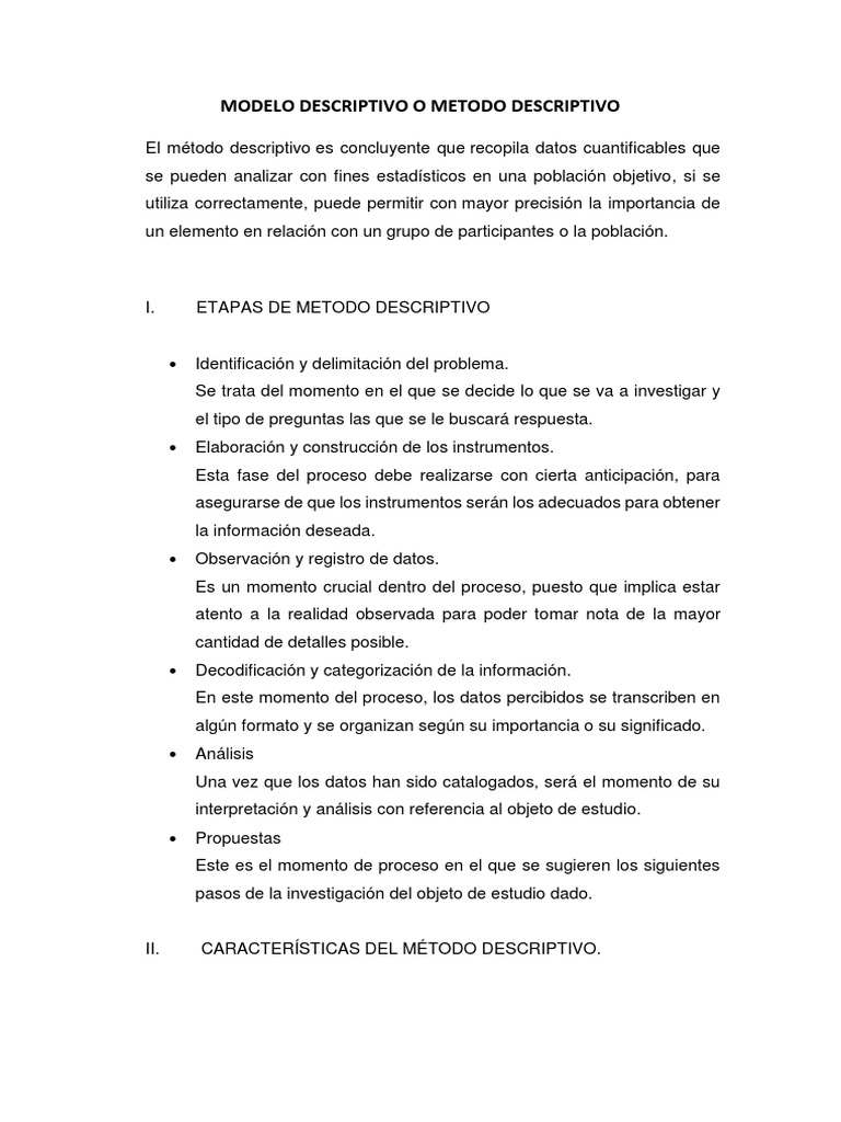 El método descriptivo: etapas, características y usos para la ...