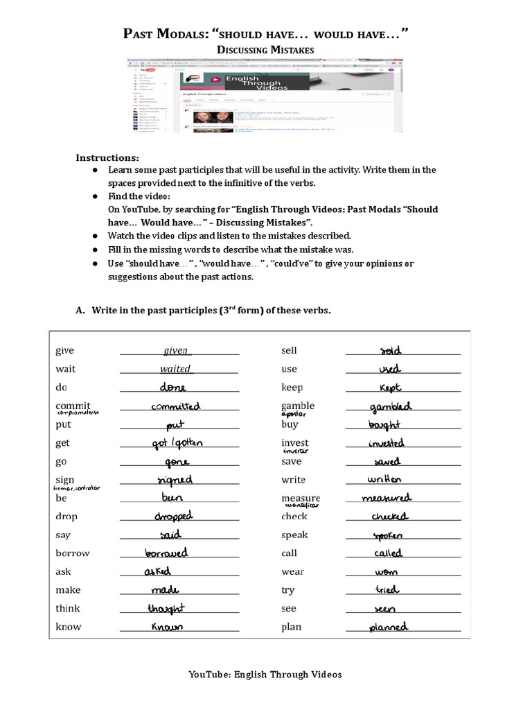 Past Modals | PDF | Linguistics | Grammar