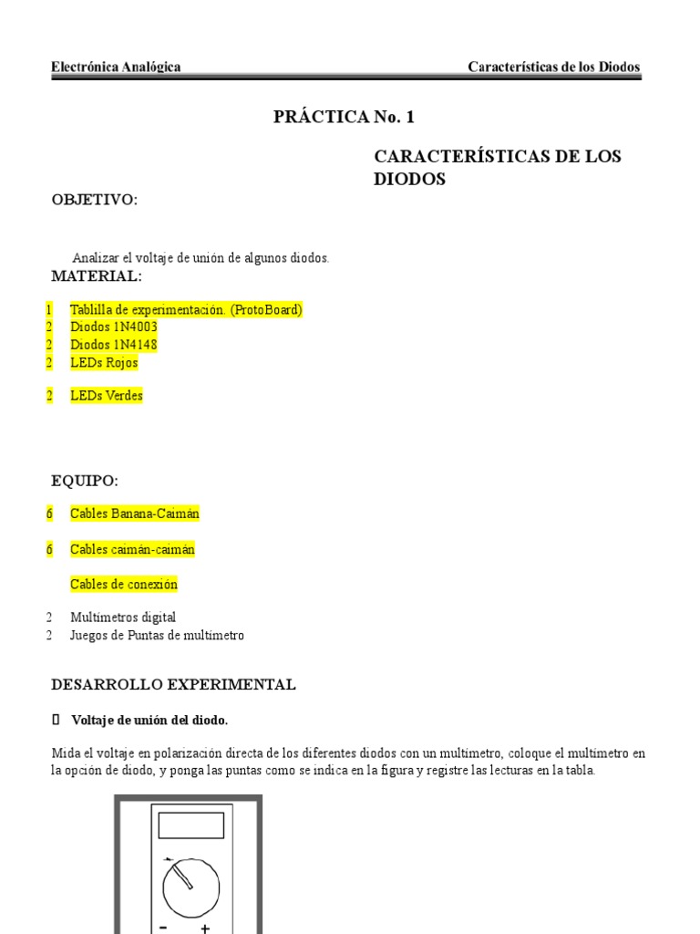 Practica 1 - Diodos | PDF | Diodo | Diodo emisor de luz