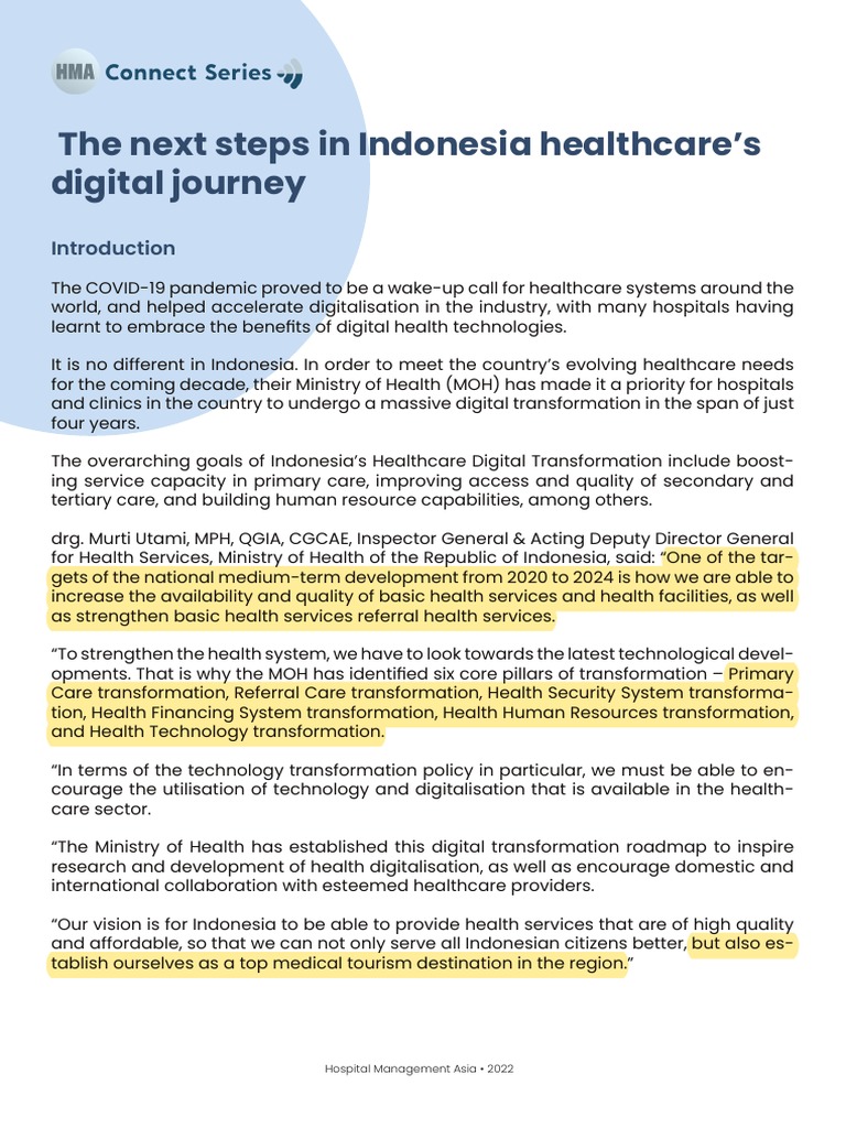 HMA Insight Paper Digitalise Healthcare Indonesia | PDF | Electronic ...