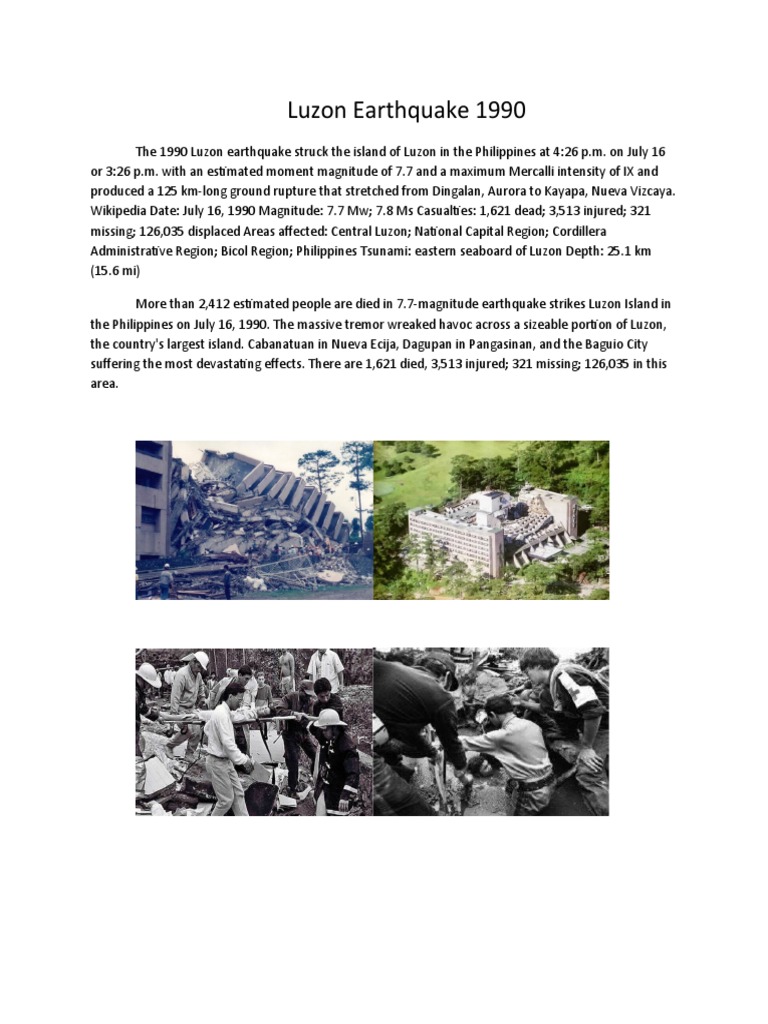 Luzon Earthquake 1990 | PDF