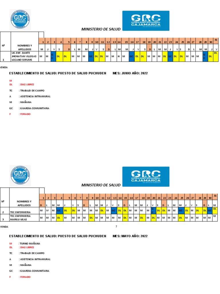 Horario Abril 2022 Puchuden | PDF | Epidemiología | Organización Mundial de la Salud