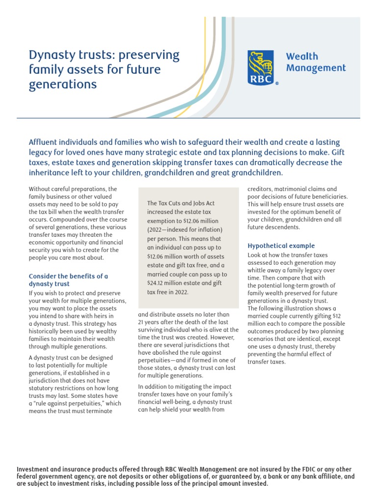 Dynasty Trusts Preserving Family Assets | PDF | Trust Law | Taxes