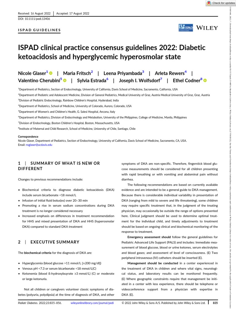 Guia Ispad 2022 Cetoacidosis Diabetica y Estadi Hiperosmolar | PDF ...