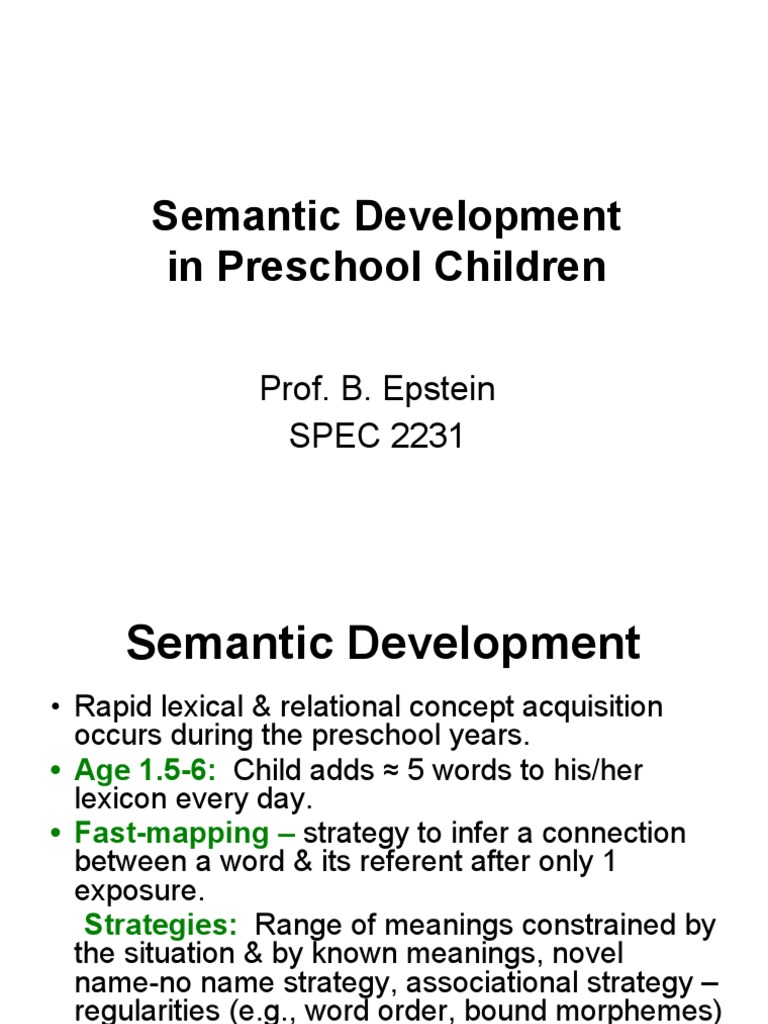 Lecture 10 Semantic Development in Preschool Children | Download Free ...