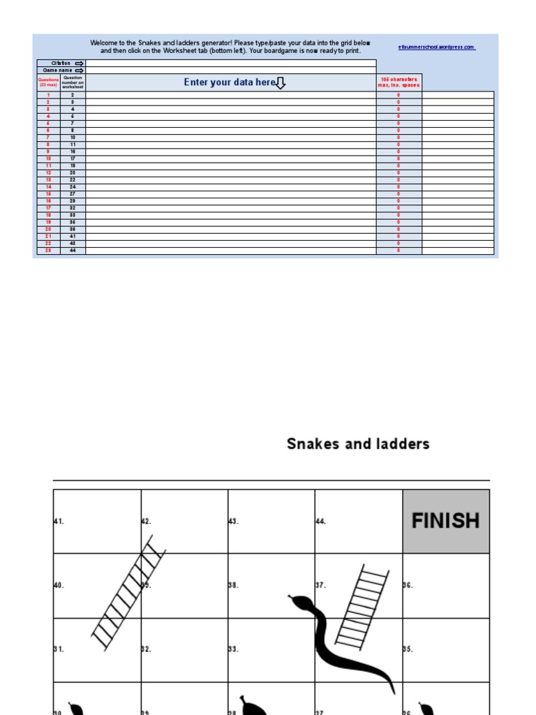 Snakes and Ladders Generator 1 | PDF | Gaming