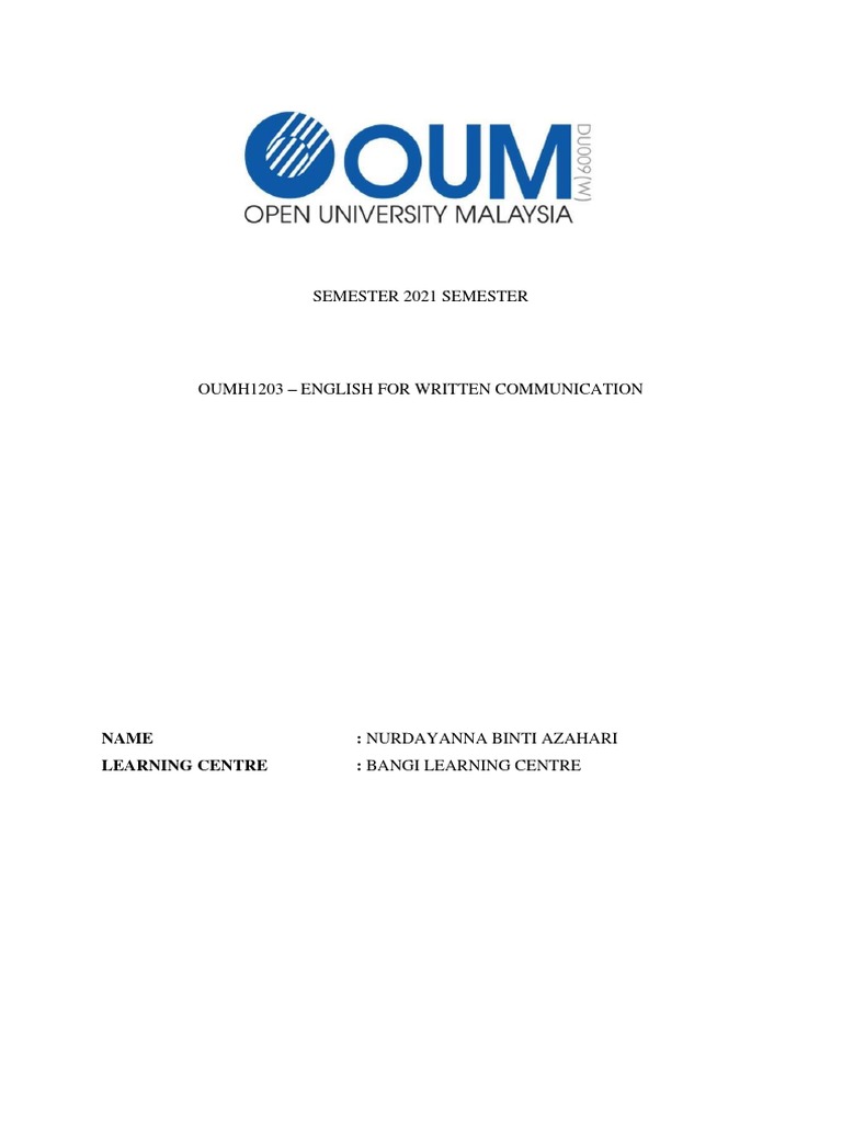 Written Communication 1203 Assignment Oum | PDF | Tourism | Infection