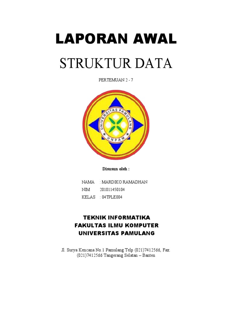 Mardiko Ramadhan - 201011450104 - Laporan Awal & Akhir Struktur Data | PDF | Komputer