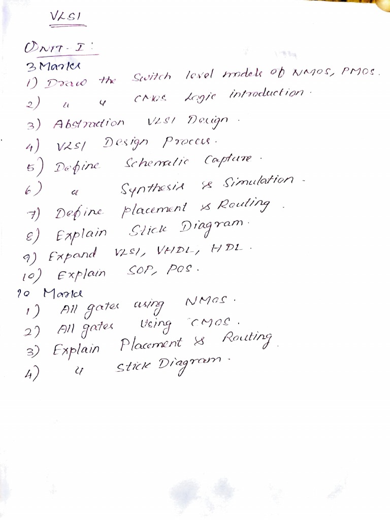 Vlsi Important Questions | PDF | Electronic Design Automation | Computing